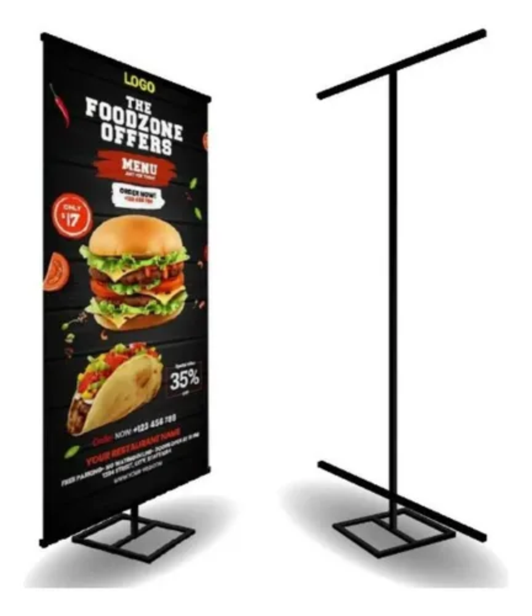 PARANTE DE FIERRO CON BANNER IMPRESO – Creativa Integral